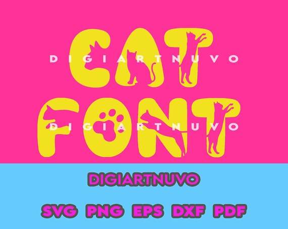 Art & Collectibles Drawing & Illustration Cat Font SVG Cricut Cat ...