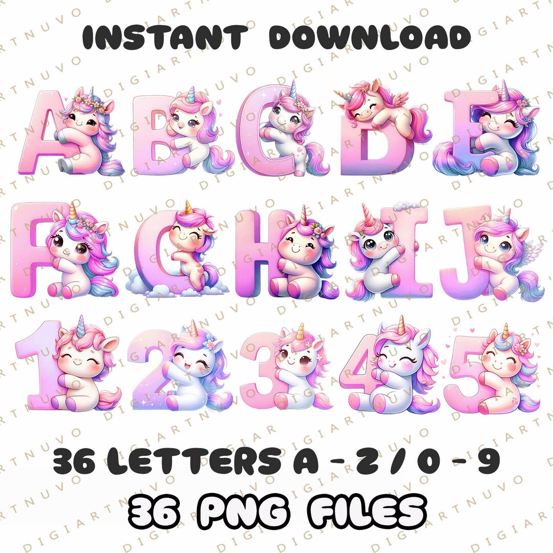 Unicorn Letters, Unicorn Alphabet Png, Unicorn Png, Birthday Letters ...