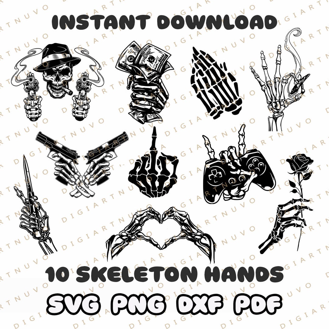 Skeleton Hand Cut File Svg, Skeleton Hand Svg Bundle, Cut File Cricut ...