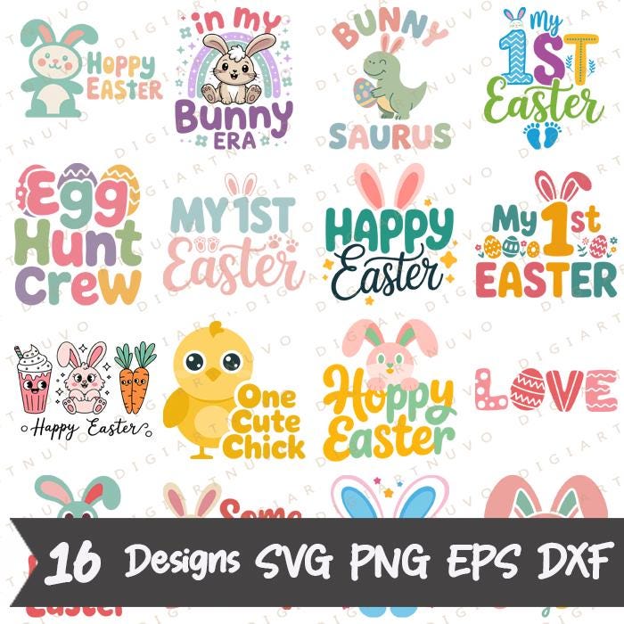 Cute Bunny Clipart, Easter SVG Bundle, Printable SVG PNG for Crafts ...