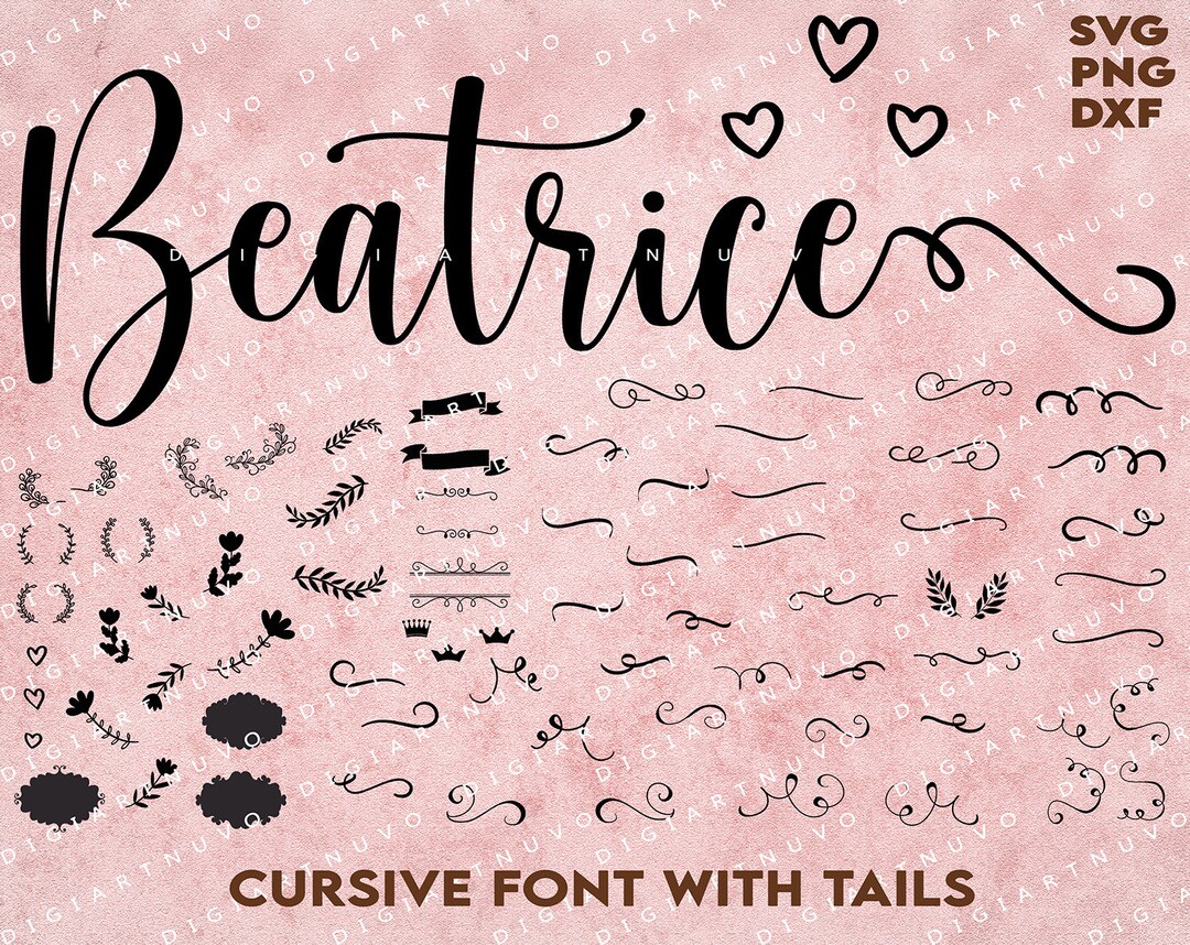 Cursive Font SVG Calligraphy Font Font Tails Handwritten - Etsy