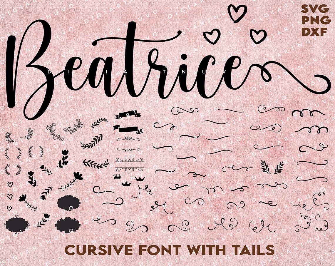 Cursive Font SVG Calligraphy Font Font Tails Handwritten - Etsy