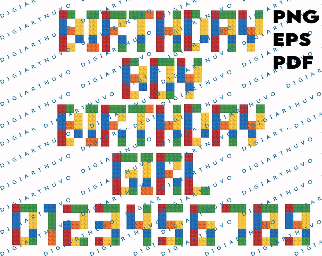 Birthday Brick PNG, Brick Font PNG, Block Font PNG, Kids Font Png ...