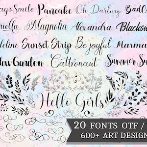 Handwritten Fonts Bundle With Swirls and Tails, A Font Bundle That ...