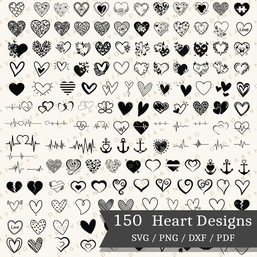 Heart Svg Bundle, Hand Drawn Heart Svg, Cute Heart Svg, Wedding Cut ...