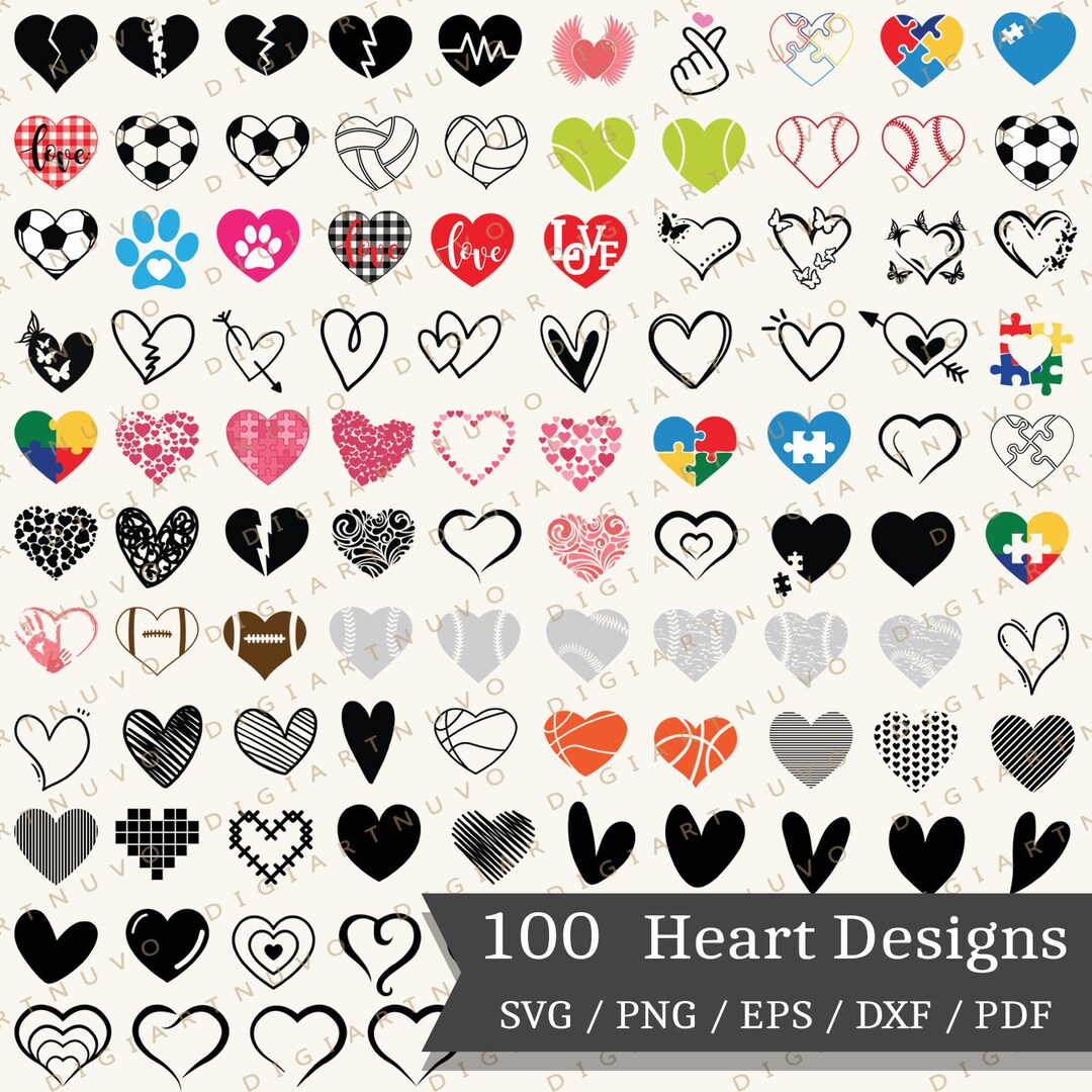 Heart Svg Bundle, Hand Drawn Heart Svg, Cute Heart Svg, Wedding Cut ...