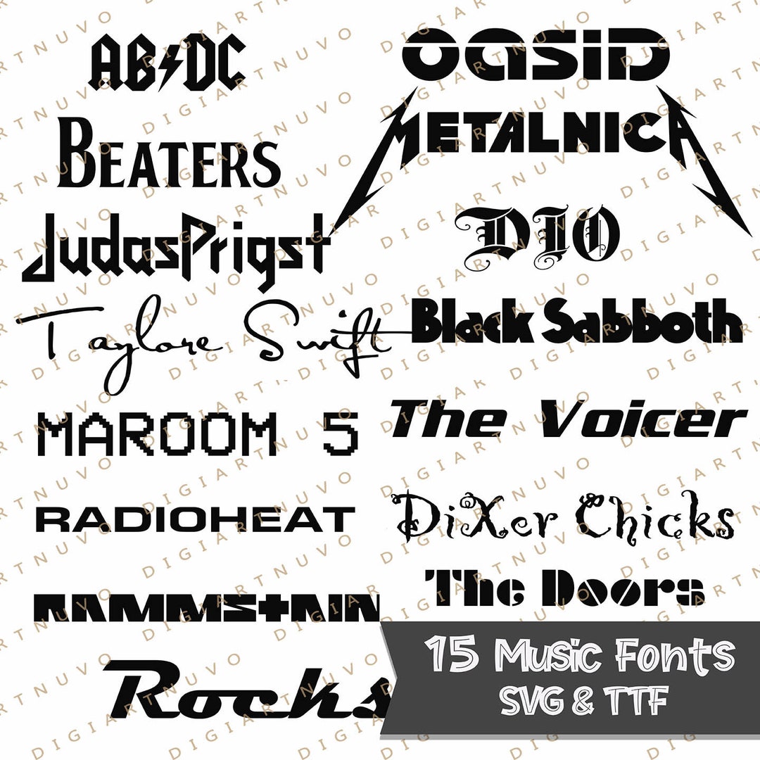 Music Fonts Svg, Rocker Font, Famous Fonts, Fonts for Tshirts ...