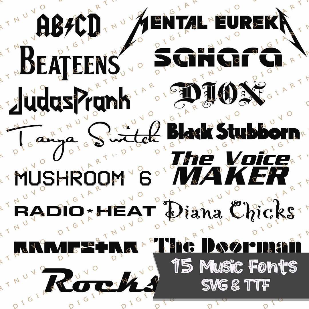 Music Fonts Svg, Rocker Font, Famous Fonts, Fonts for Tshirts ...
