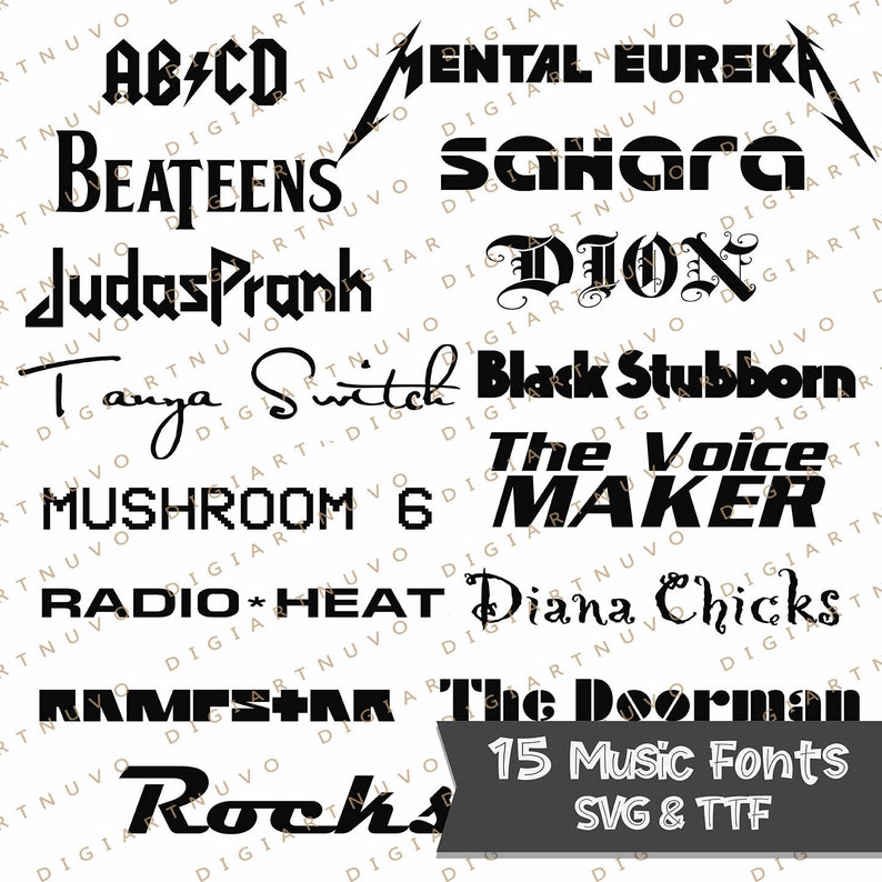 Music Fonts Svg, Rocker Font, Famous Fonts, Fonts for Tshirts ...