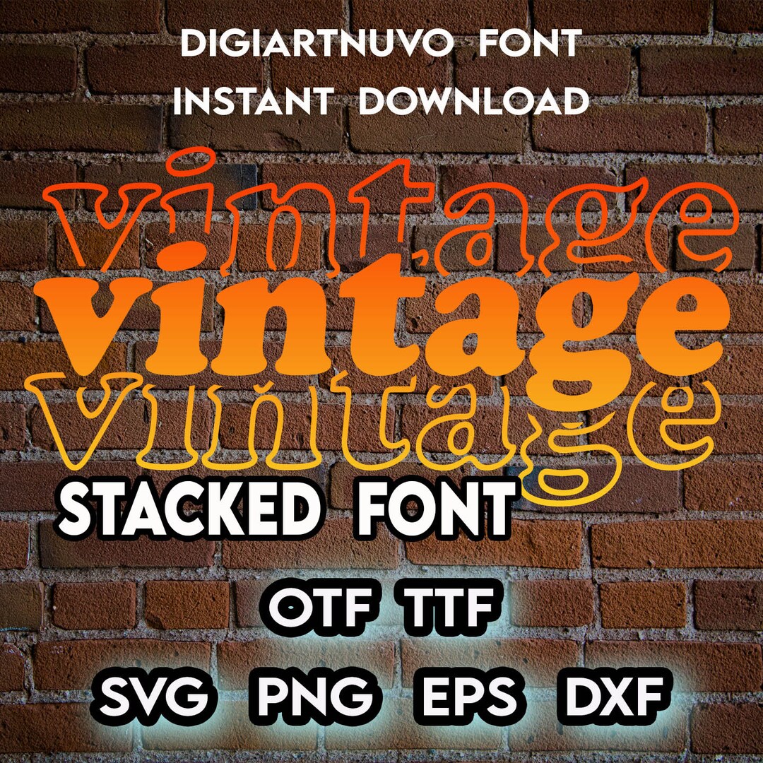 Groovy Font Svg, Stacked Font Svg, Stacked Letters, Retro Font Bundle ...