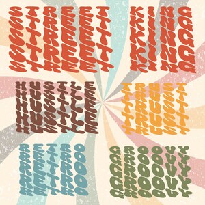 Groovy Font Bundle, Stacked Letters SVG, Wavy SVG Font, Wavy Alphabet ...