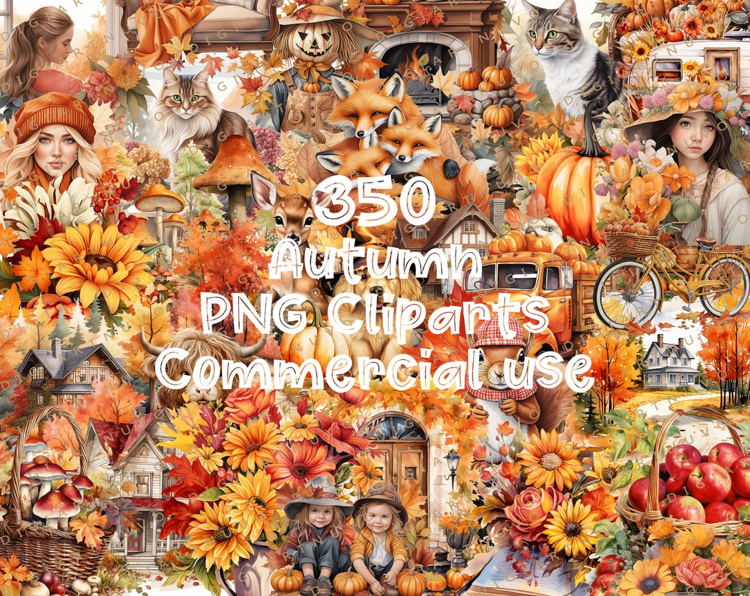 350 Fall Bundle Png, Fall Png, Fall Florals, Fall Clipart, Halloween ...