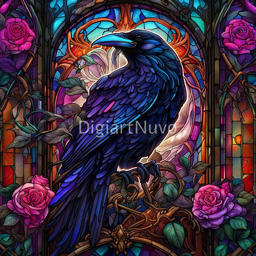 Raven Stained Glass Pattern Bundle Perfect for Tumbler Sublimation ...
