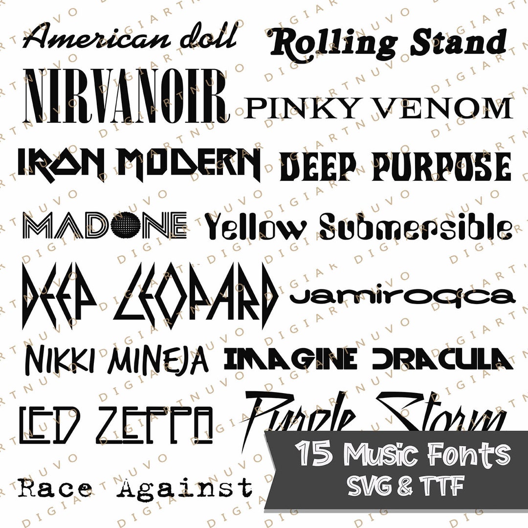 Music Fonts Svg, Rocker Font, Famous Fonts, Fonts for Tshirts ...
