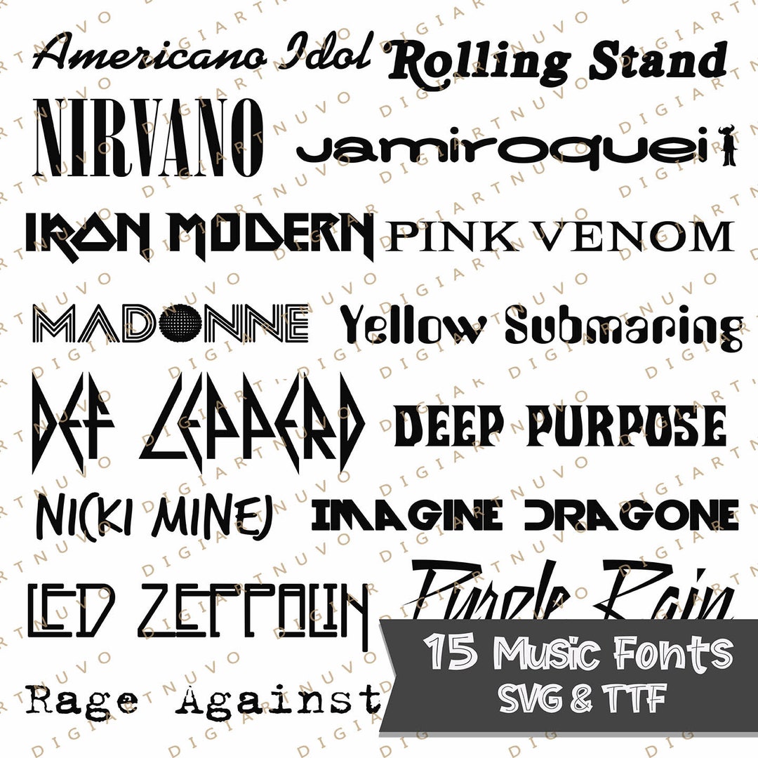 Music Fonts Svg, Rocker Font, Famous Fonts, Fonts for Tshirts ...