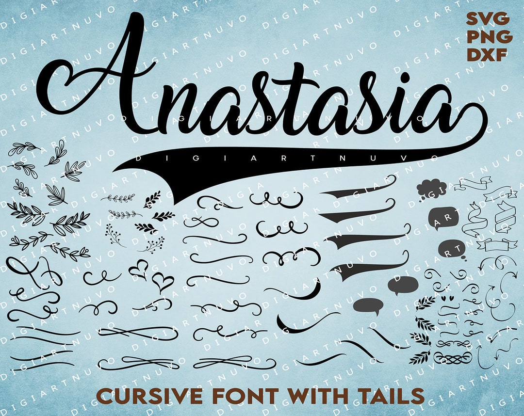 Cursive Font SVG Calligraphy Font Font Tails Handwritten - Etsy UK
