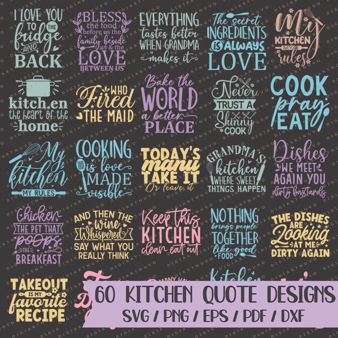 Kitchen SVG Bundle, Kitchen Quotes SVG, Cutting Board SVG, Funny ...