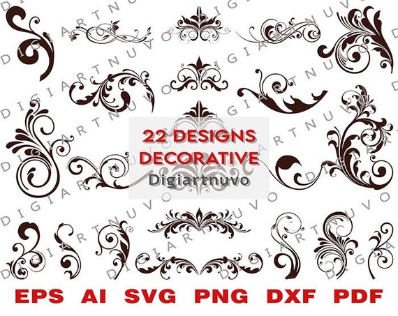 Decorative SVG Flourish SVG Ornaments Svg Swirl Clipart | Etsy UK