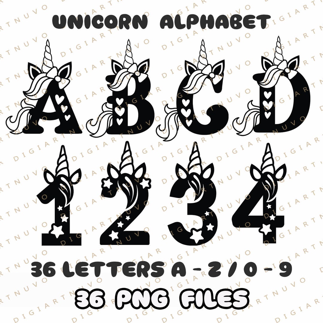 Unicorn Letters, Unicorn Svg, Unicorn Alphabet Png, Birthday Letters ...