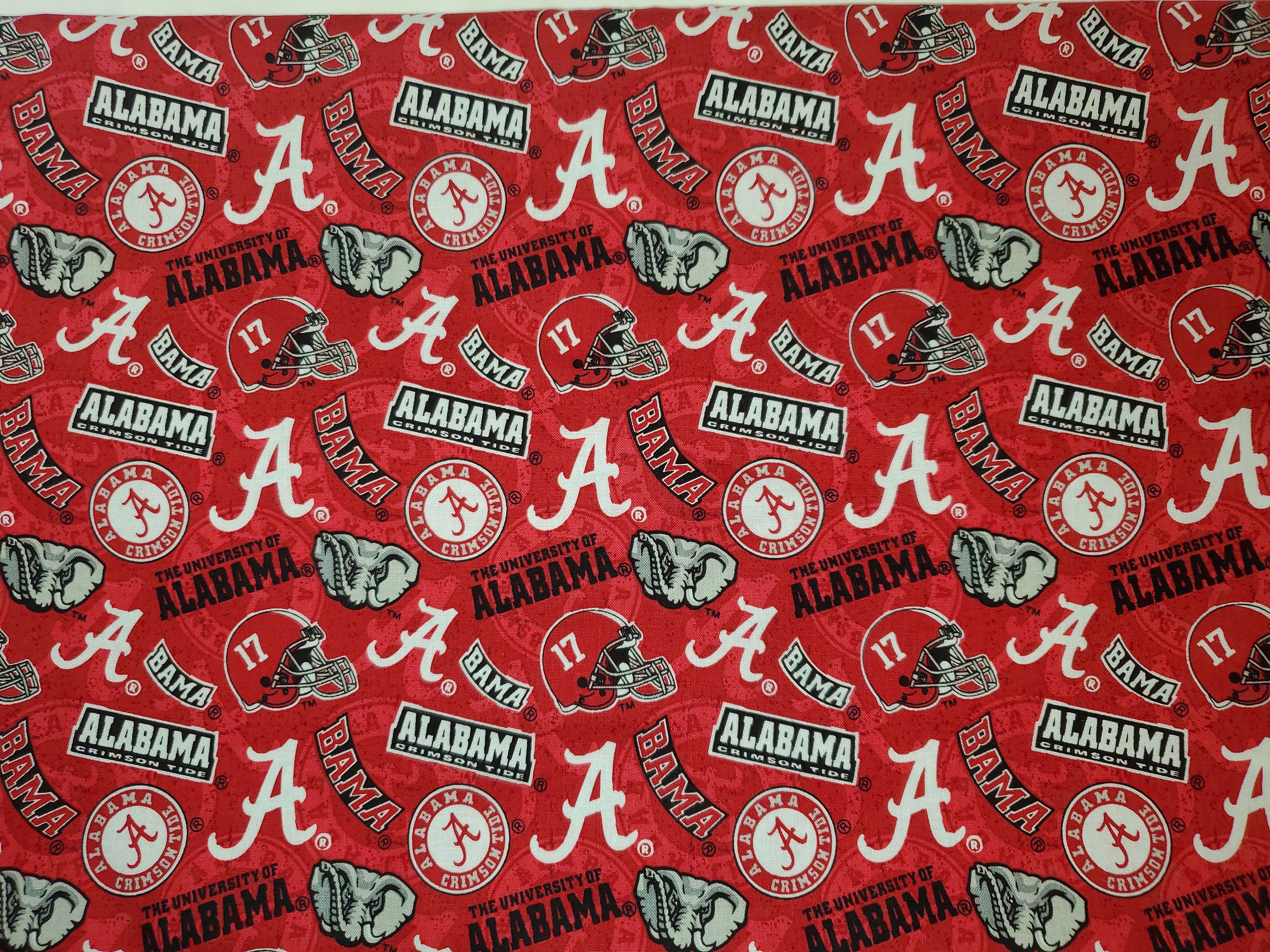 University of Alabama Crimson Tide Logos Fabric Yardage by the | Etsy