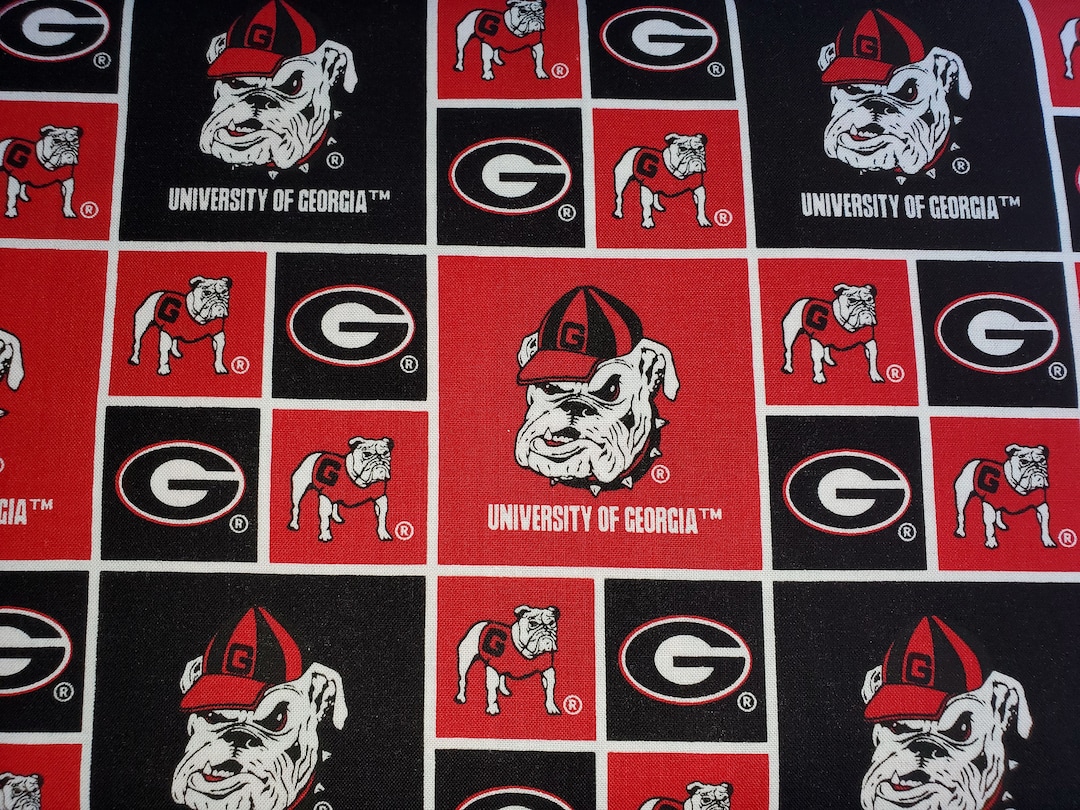 University of Georgia Bulldogs Blocks Fabric Yardage by the Yard 1/2 ...
