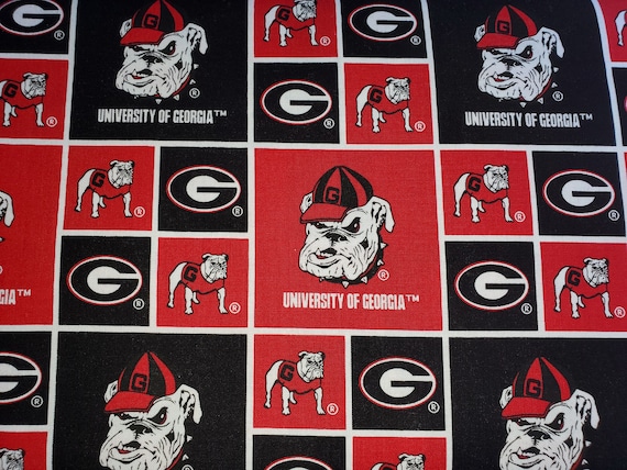 University of Georgia Bulldogs Blocks Fabric Yardage by the | Etsy
