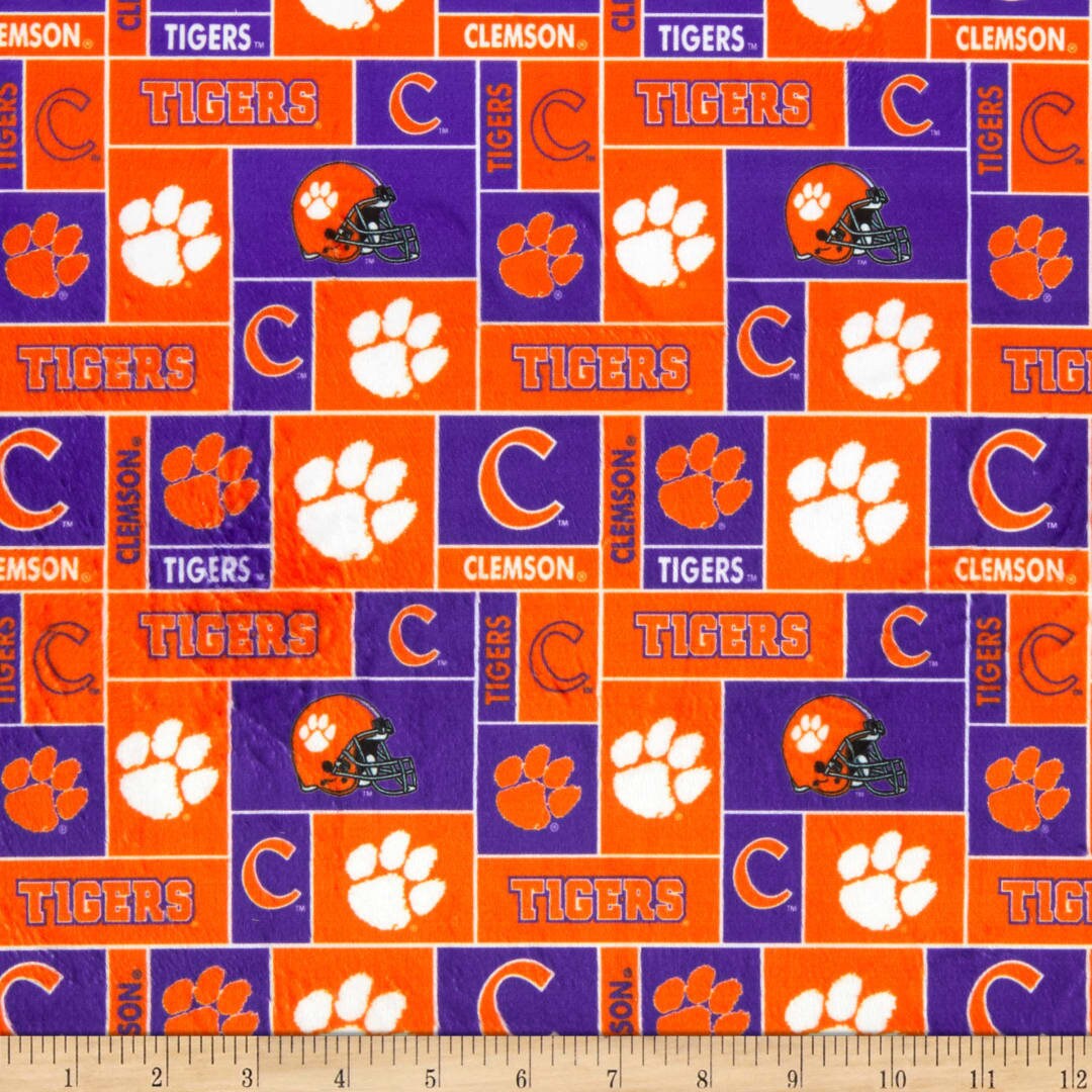 Clemson Tigers Blocks Print Fabric Yardage by the Quarter and Half Yard ...