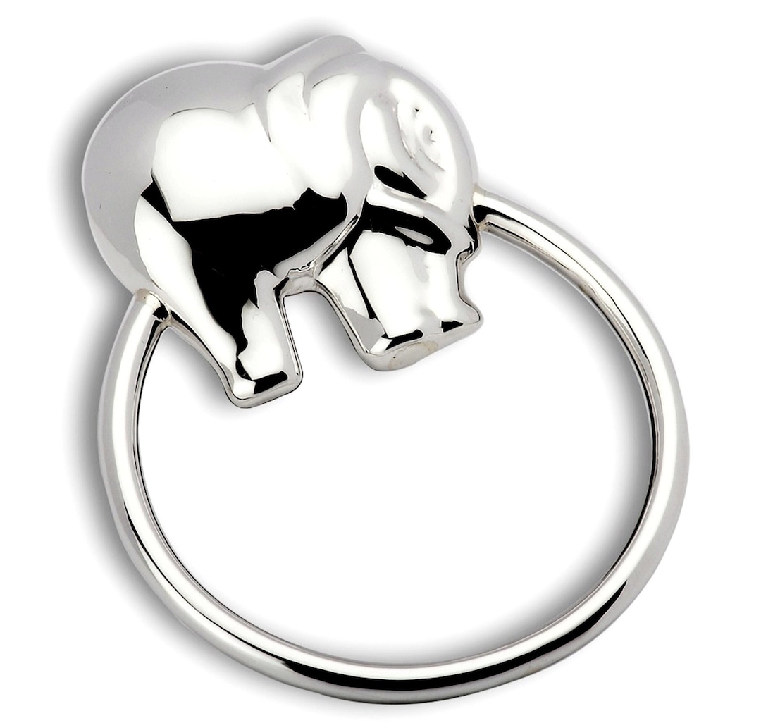 Engravable 'elephant' Sterling Silver Baby Rattle - Etsy