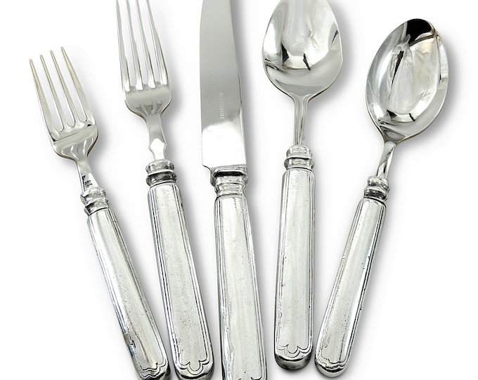 Filet Pewter 5PC Flatware Set - Etsy