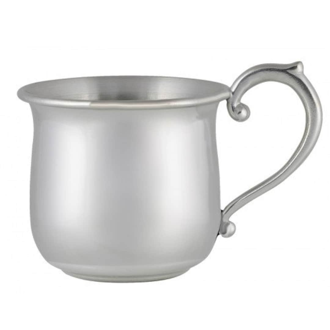 Engravable 'boston' Fancy Handle Pewter Baby Cup - Etsy