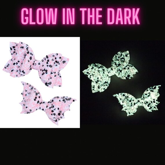 Haunted Castle Glow in Dark Glitter Faux Leather Bow Micro - Etsy