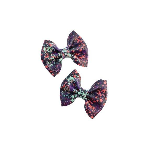 Zombie Splatter Faux Leather Bows Evie Pinch Bow Gift for - Etsy