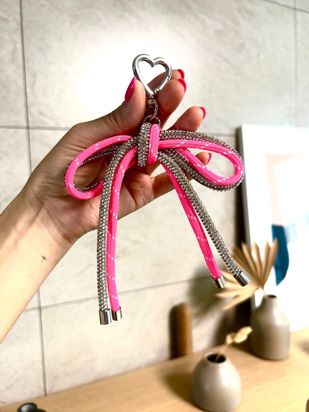 Rhinestone Color Cord Keychain, Bag Charm, Purse Charm - Etsy