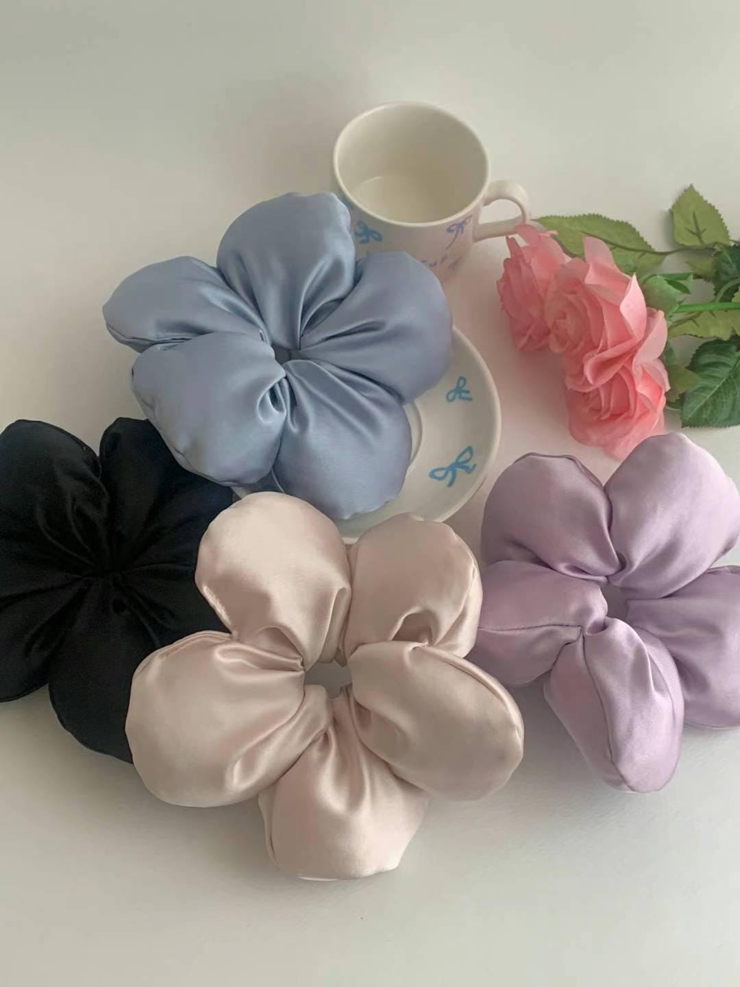 Oversized Sakura Scrunchie - Soft Silky Texture, Fluffy Scrunchie ...