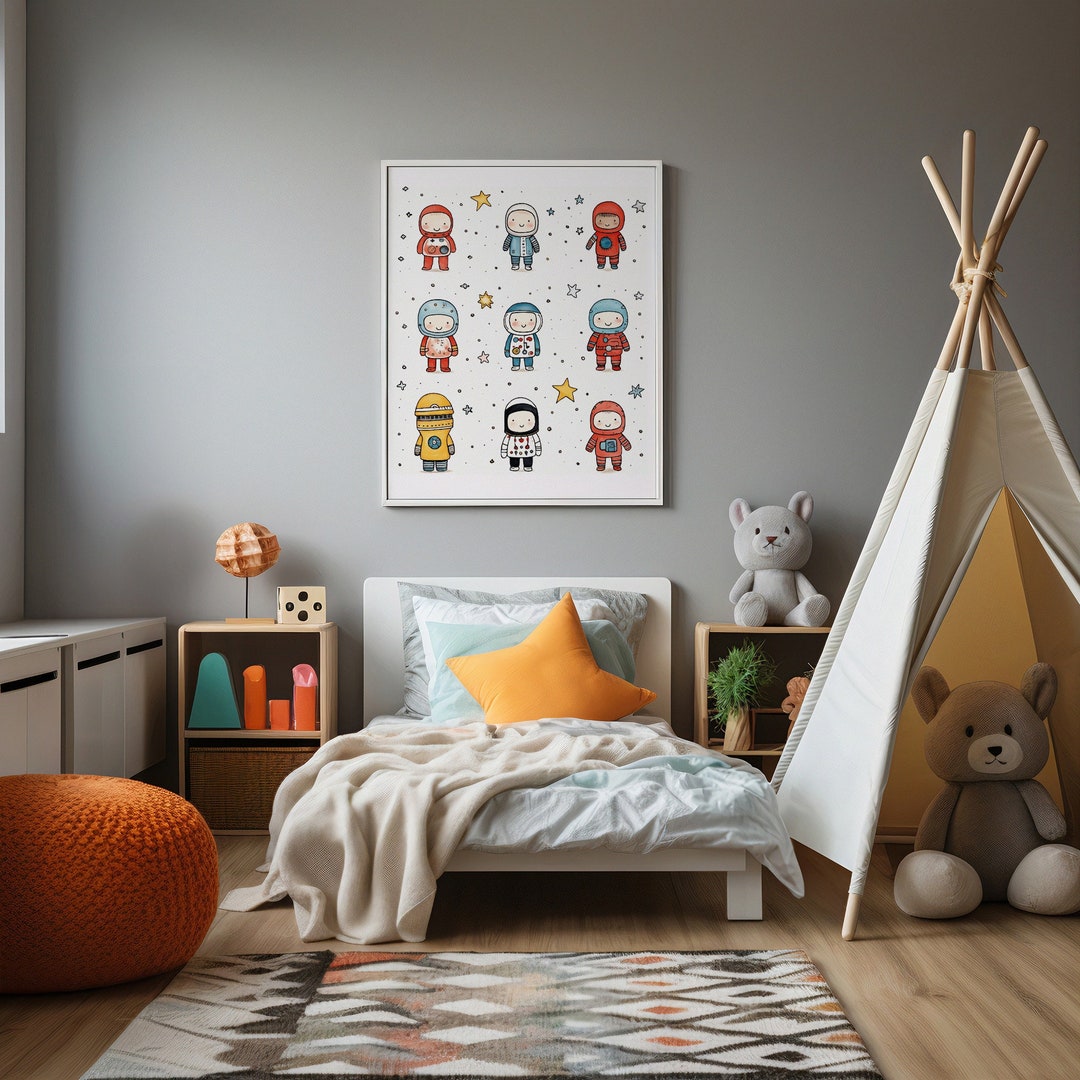 ASTRO SQUAD No.0 - Printable Digital Art, Kids Room, Astronauts and ...