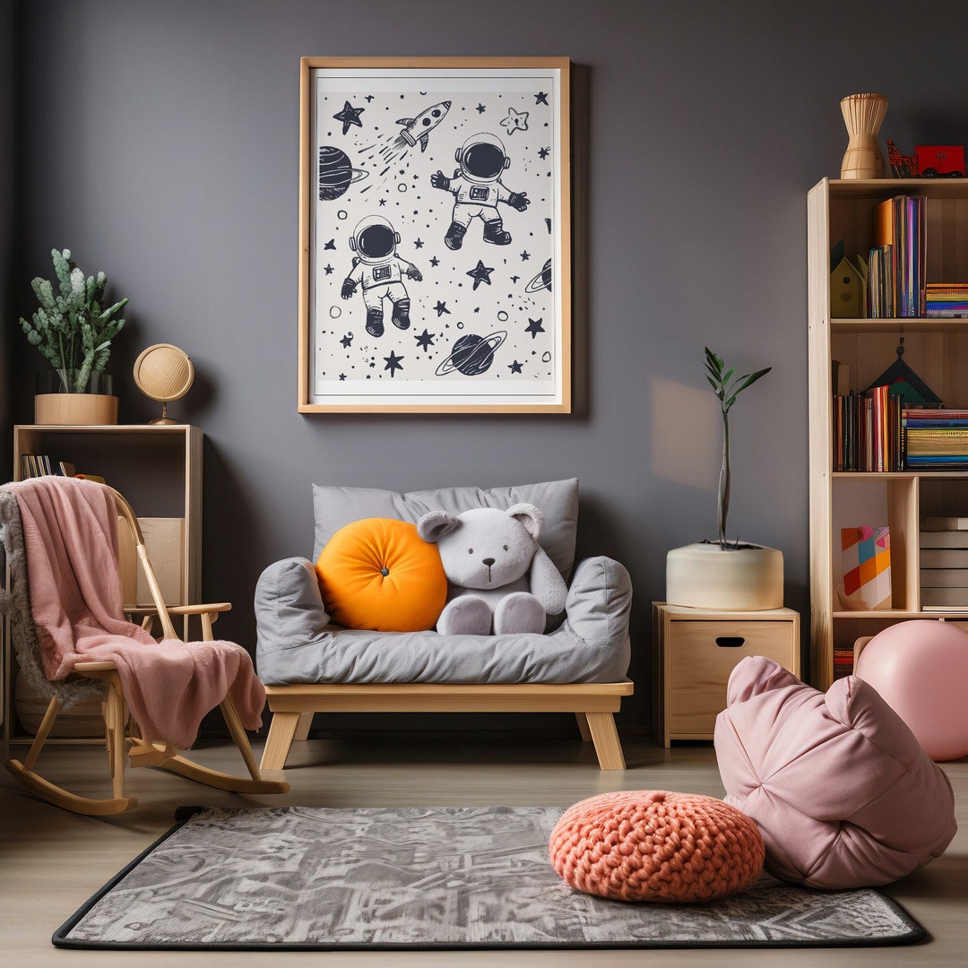 ASTRO ROCKET - Printable Digital Art, Kids Room, Astronauts and Stars ...