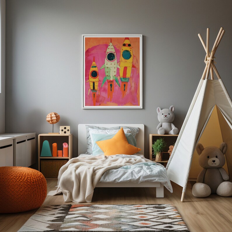 ROCKET SHOW - Printable Digital Art, Kids Room, Astronauts and Stars ...