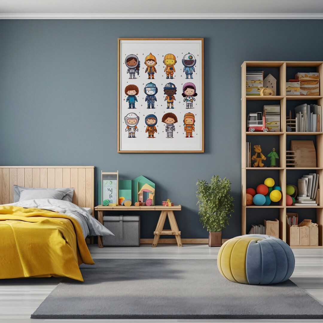 ASTRO SQUAD No.2 - Printable Digital Art, Kids Room, Astronauts and ...