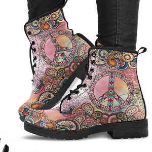Mandala Paisley Boots-combat Boots Vegan Boots Women's Boots Girl Boots ...