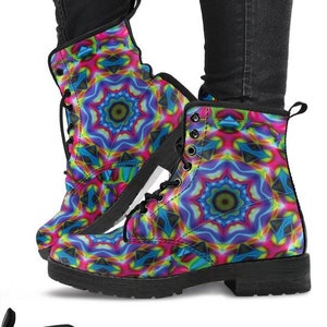 Psychedelic Vision Mandala Boots-combat Boots Vegan Boots Women's Boots ...