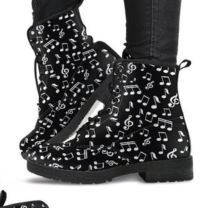 Musical Notes Boots-combat Boots Vegan Boots Women's Boots Girl Boots ...