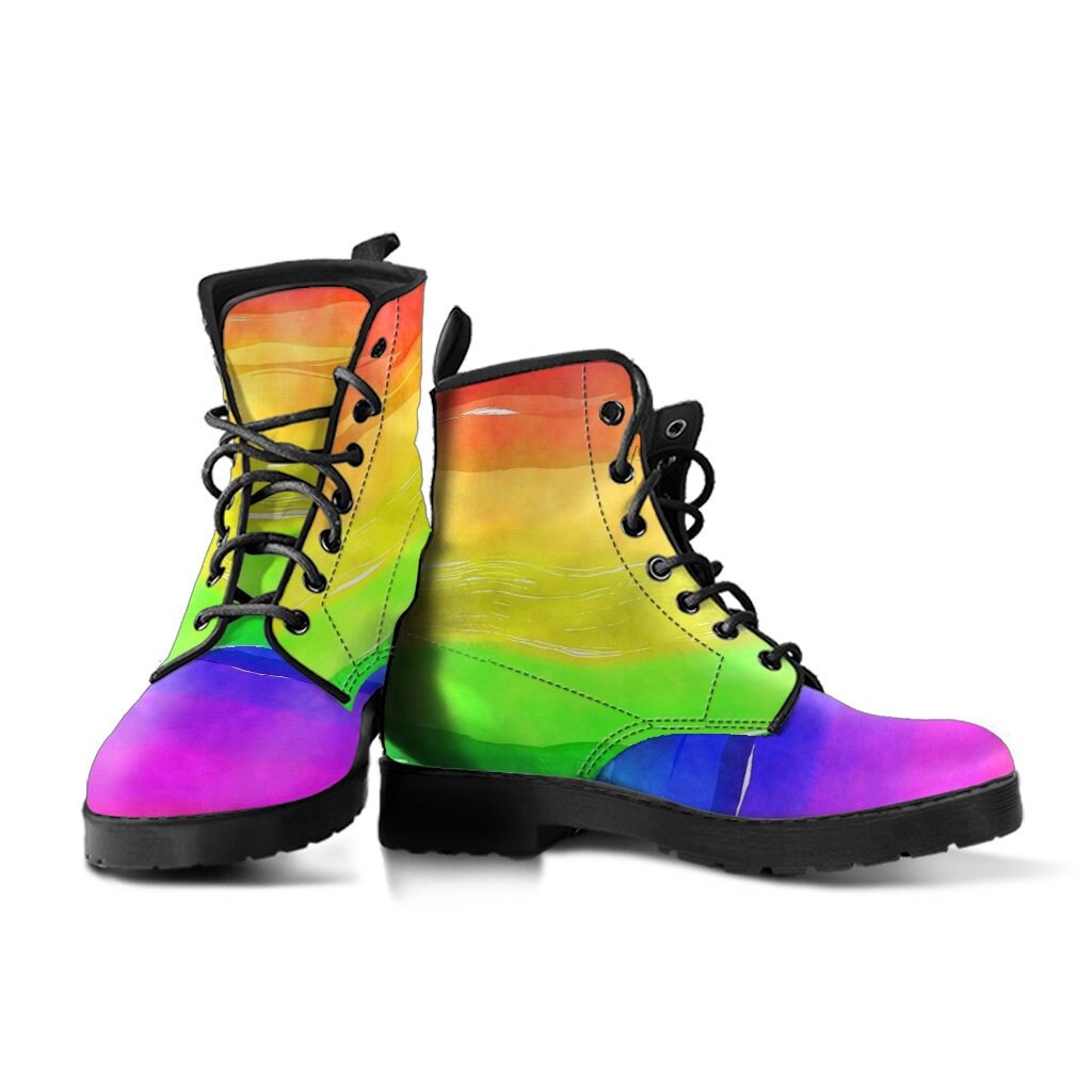 Rainbow Colored Leather Boots-women's Boots Vegan - Etsy UK