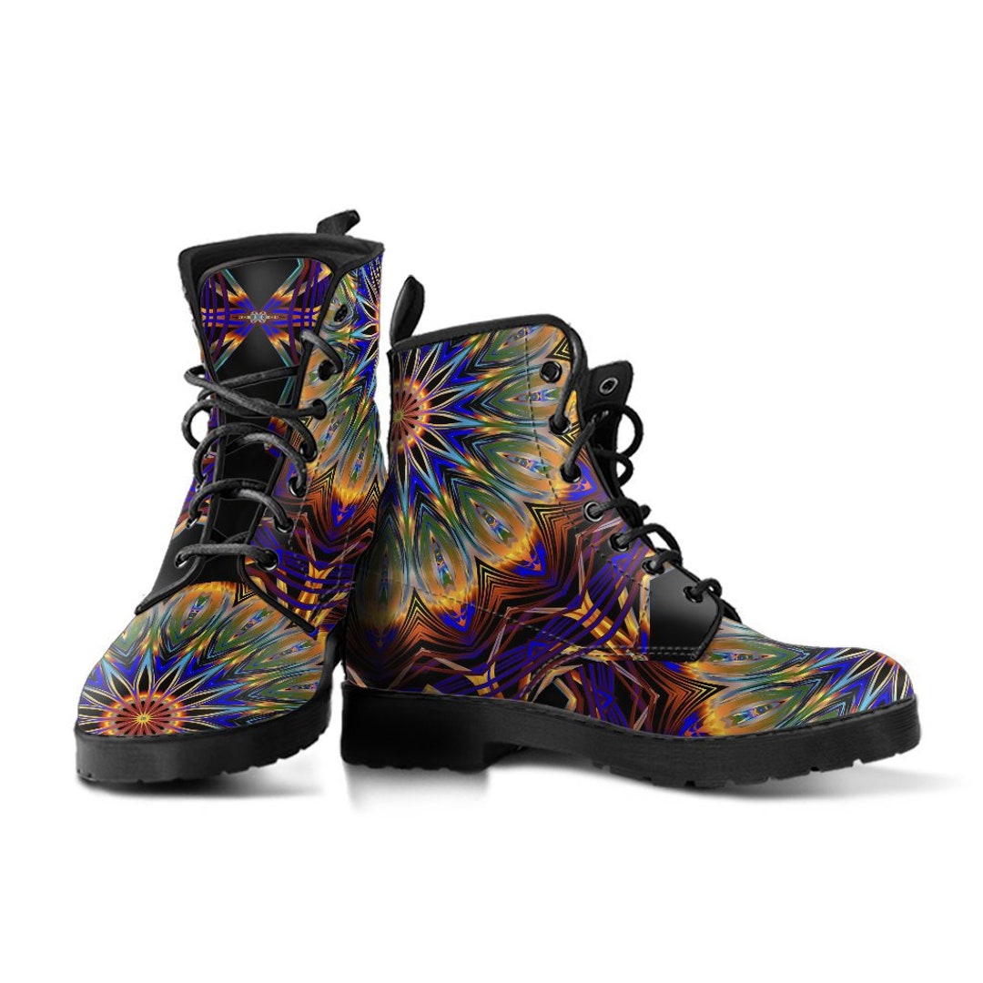 Mandala V7 Leather Boots-women's Boots Vegan Leather Combat Boots ...