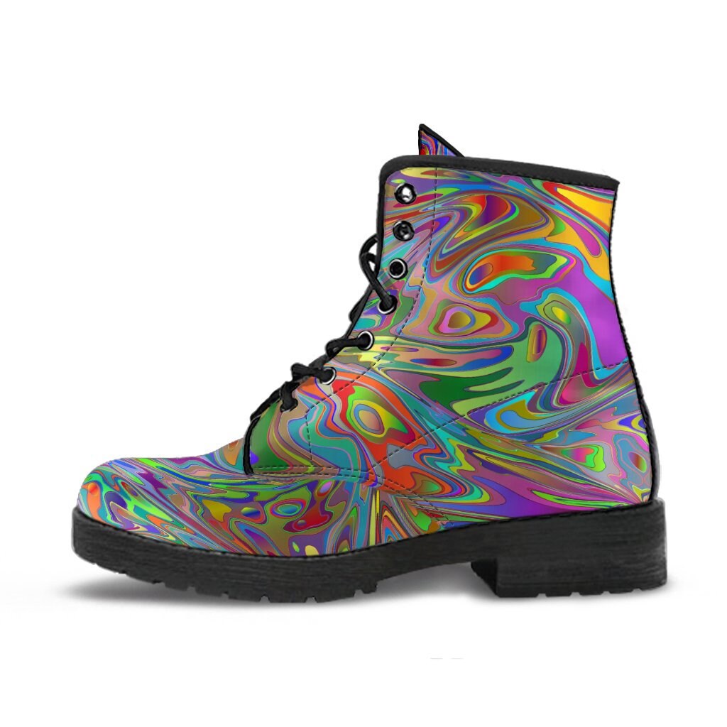 Psychedelic Doodle Boots-combat Boots Vegan Boots - Etsy