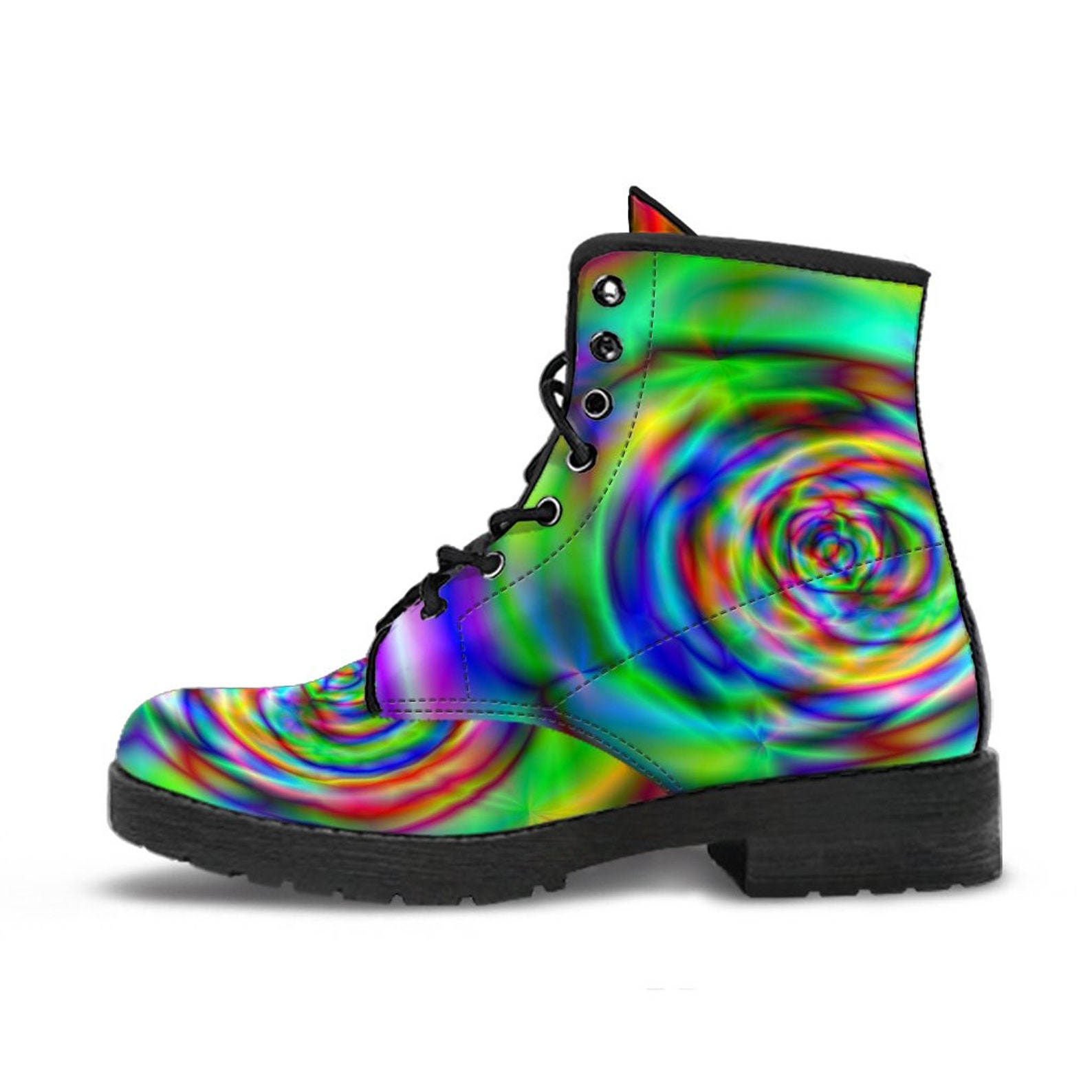 Psychedelic Rose Boots-combat Boots Vegan Boots Women's - Etsy
