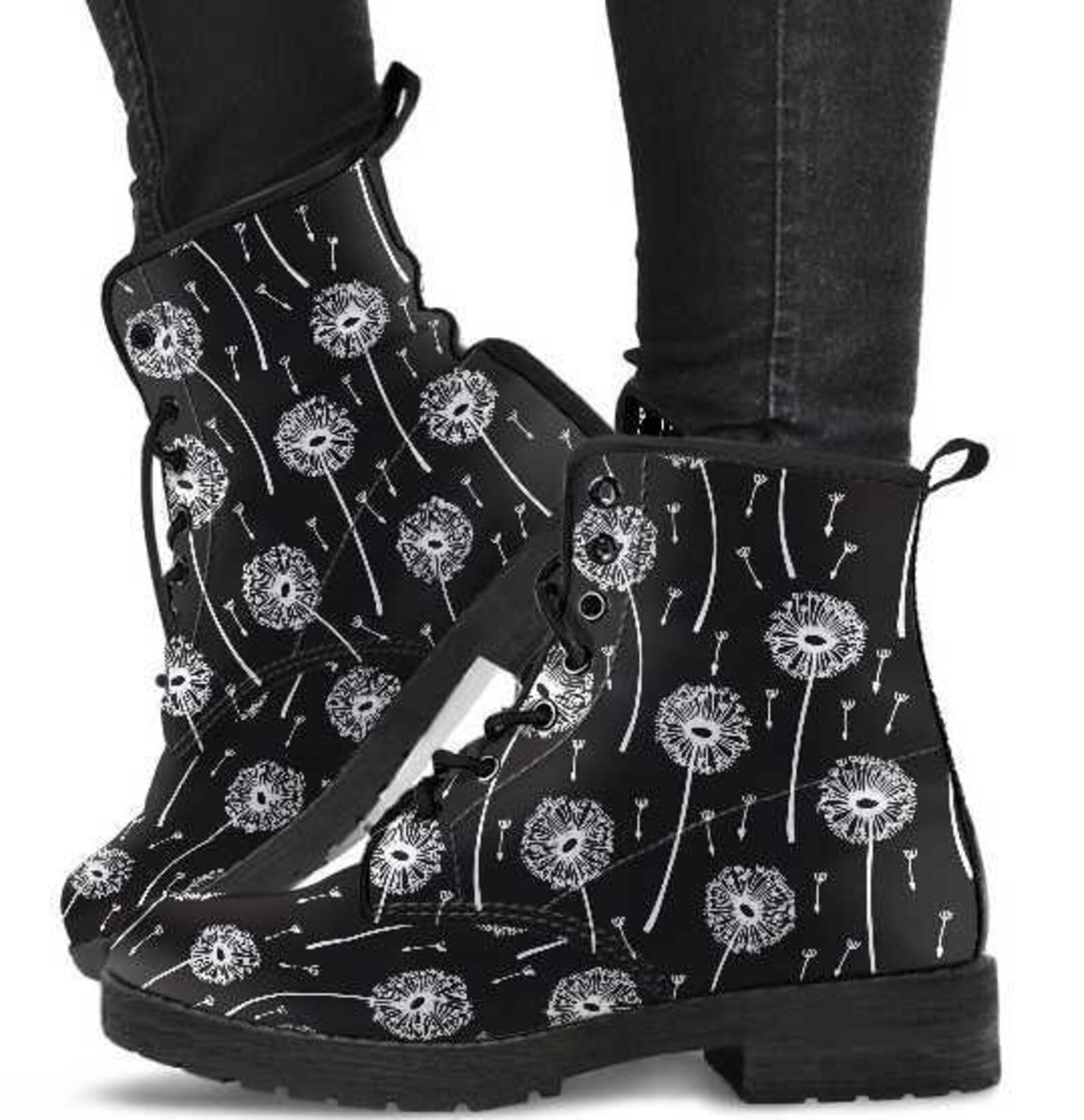 Dandelion Seeds Boots-combat Boots Vegan Boots Women's - Etsy UK