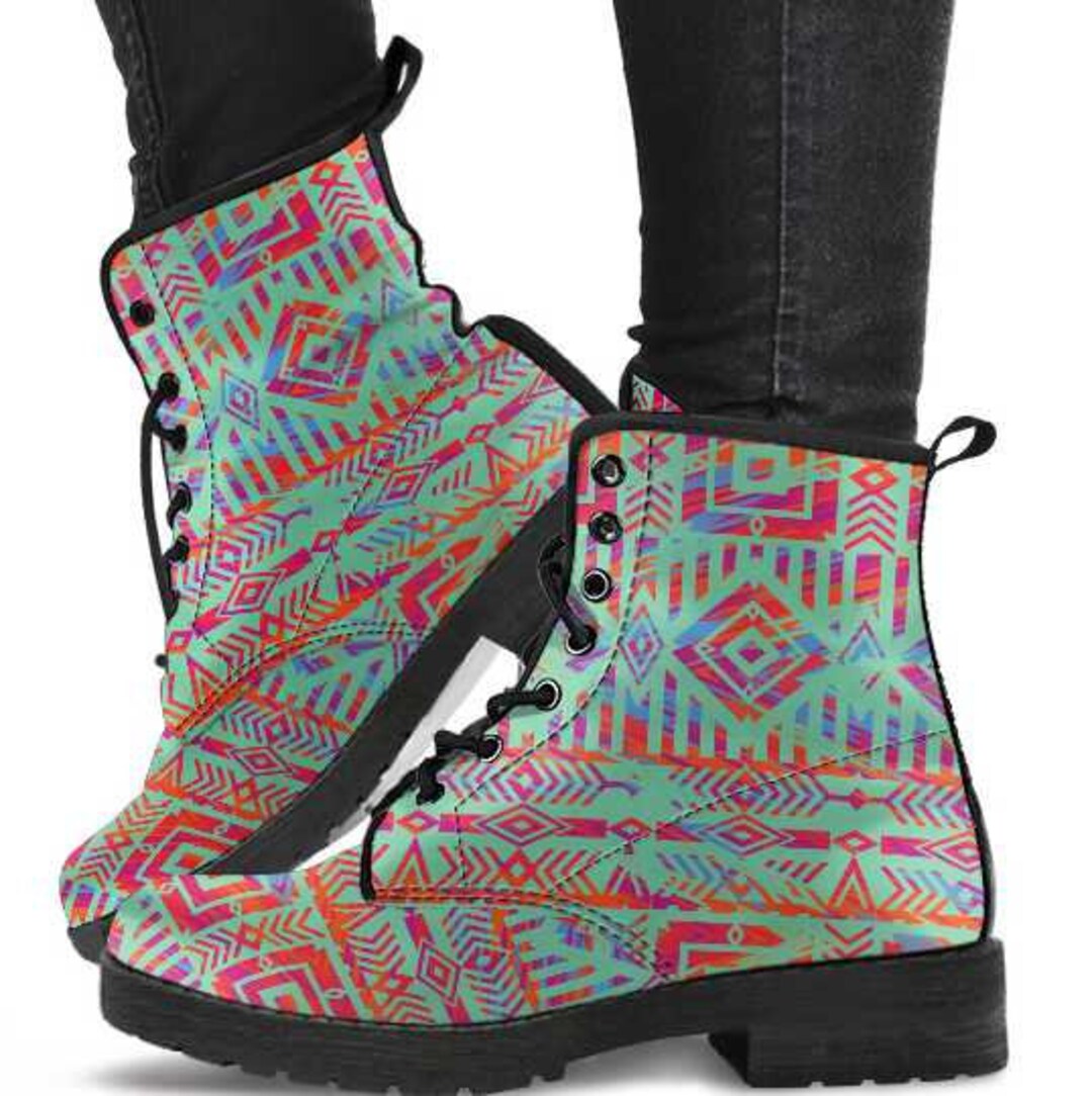 Aztec Tribal Boots-combat Boots Vegan Boots Women's Boots Girl Boots ...