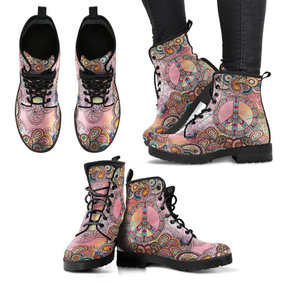Mandala Paisley Boots-combat Boots Vegan Boots Women's Boots Girl Boots ...