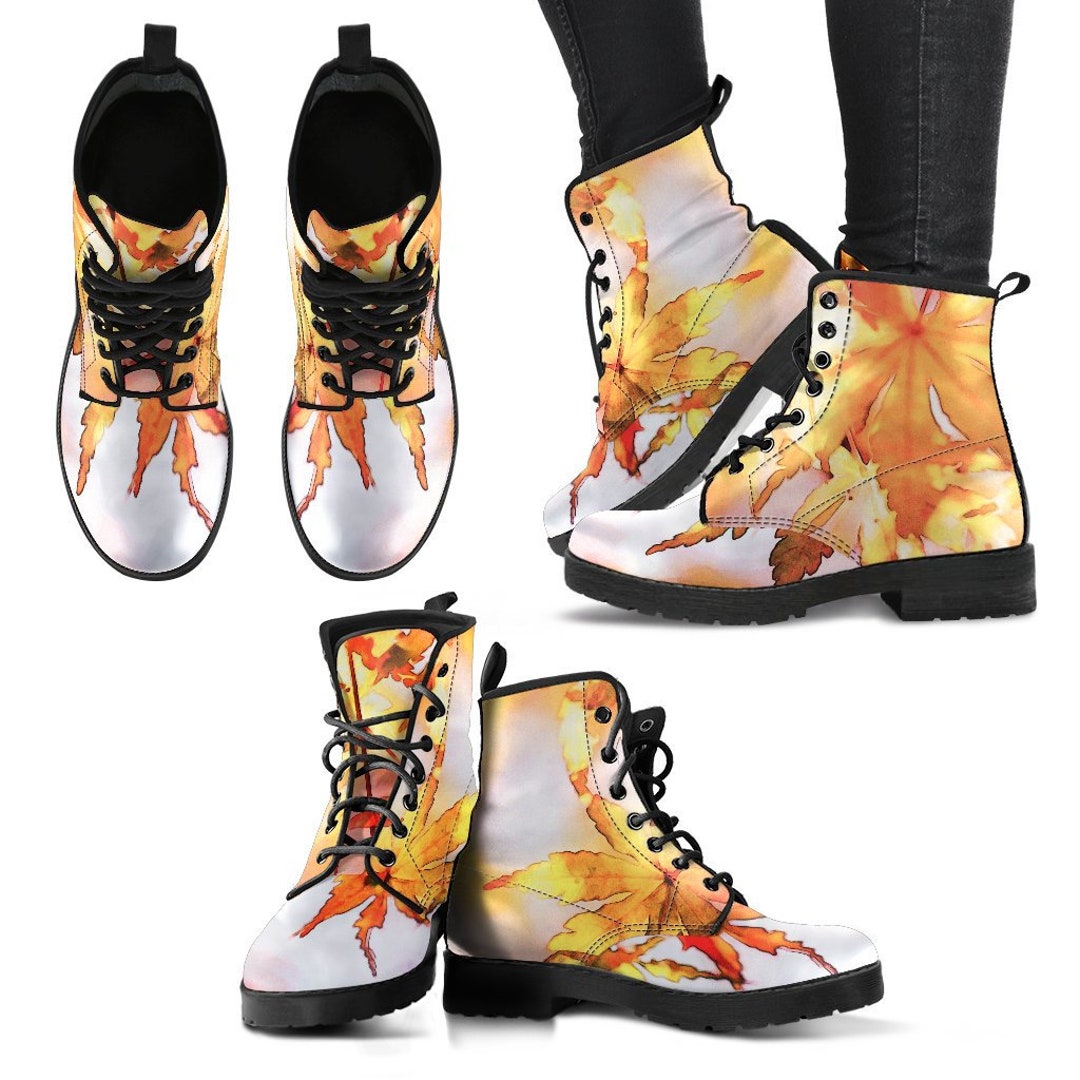 Autumn Leaf Boots-combat Boots Vegan Boots Women's Boots Girl Boots ...