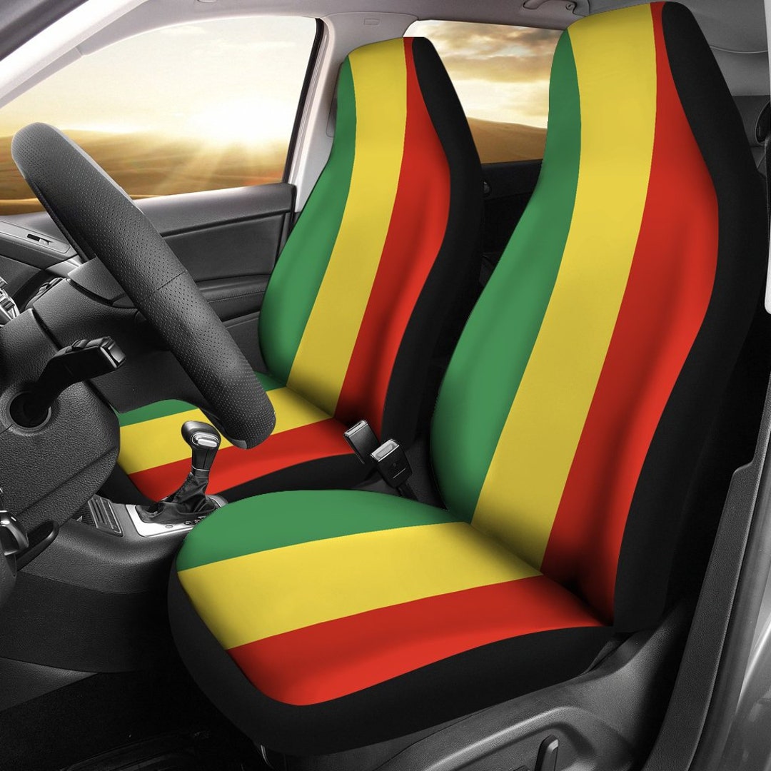 Rasta Reggae Car Seat Covers-pattern Car Seat Covers Pair 2 Front Seat ...